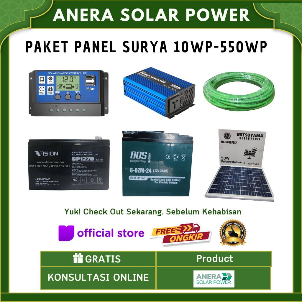 Jual Paket Solar Panel Panel Surya Lengkap 10Wp, 20Wp, 30Wp,50Wp,100Wp ...