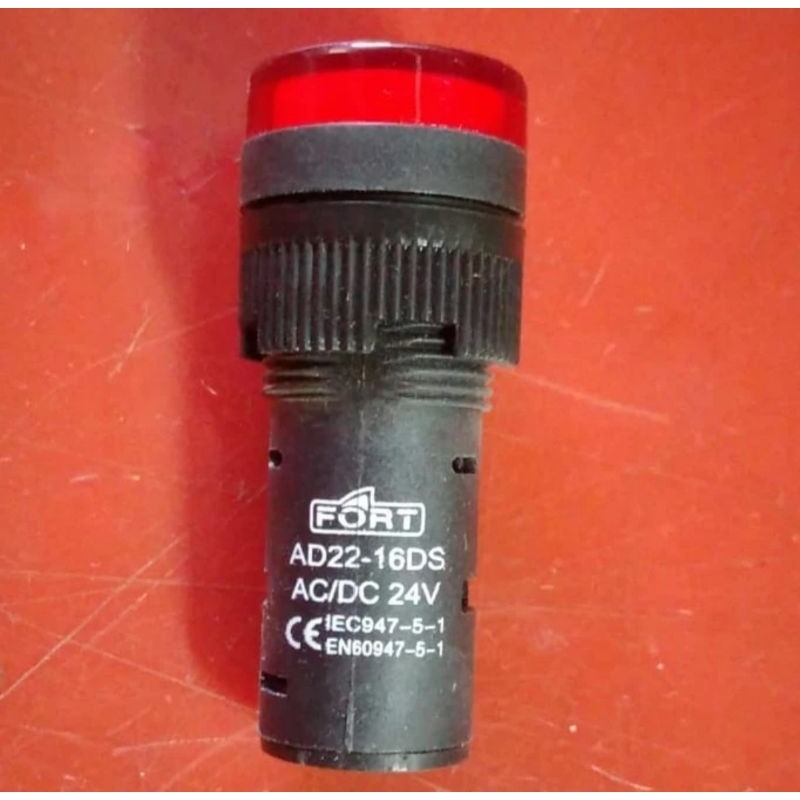 Jual Pilot Lamp 16mm 24V AC/DC (AD22-16DS) Fort 16 mm 24 Volt Merah ...