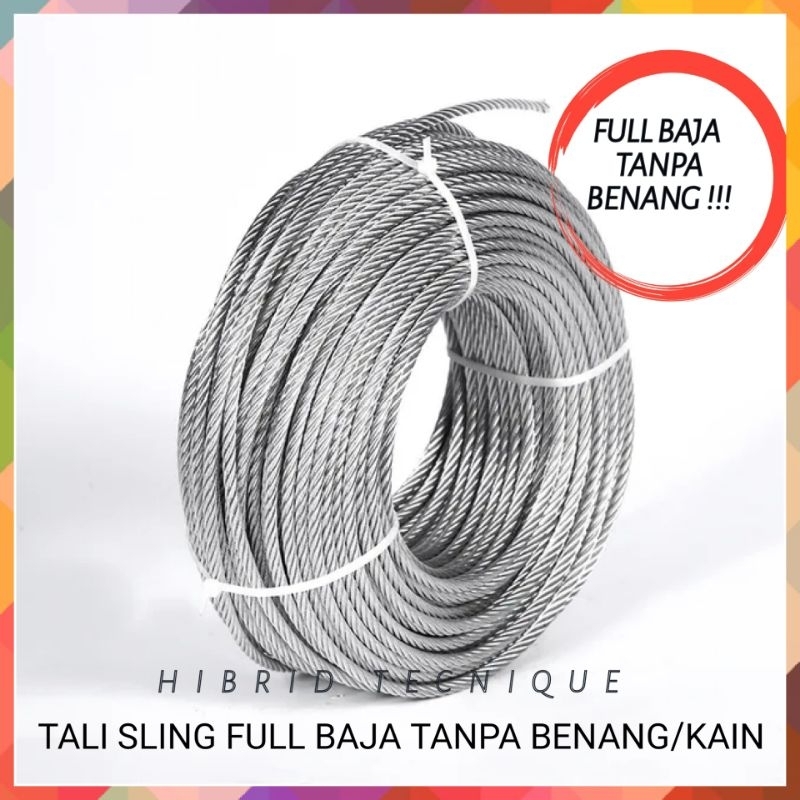 Jual Kawat Tali Seling Full baja 6mm 8mm 10mm 12mm Tali Sling baja kawat kabel seling Full baja ...