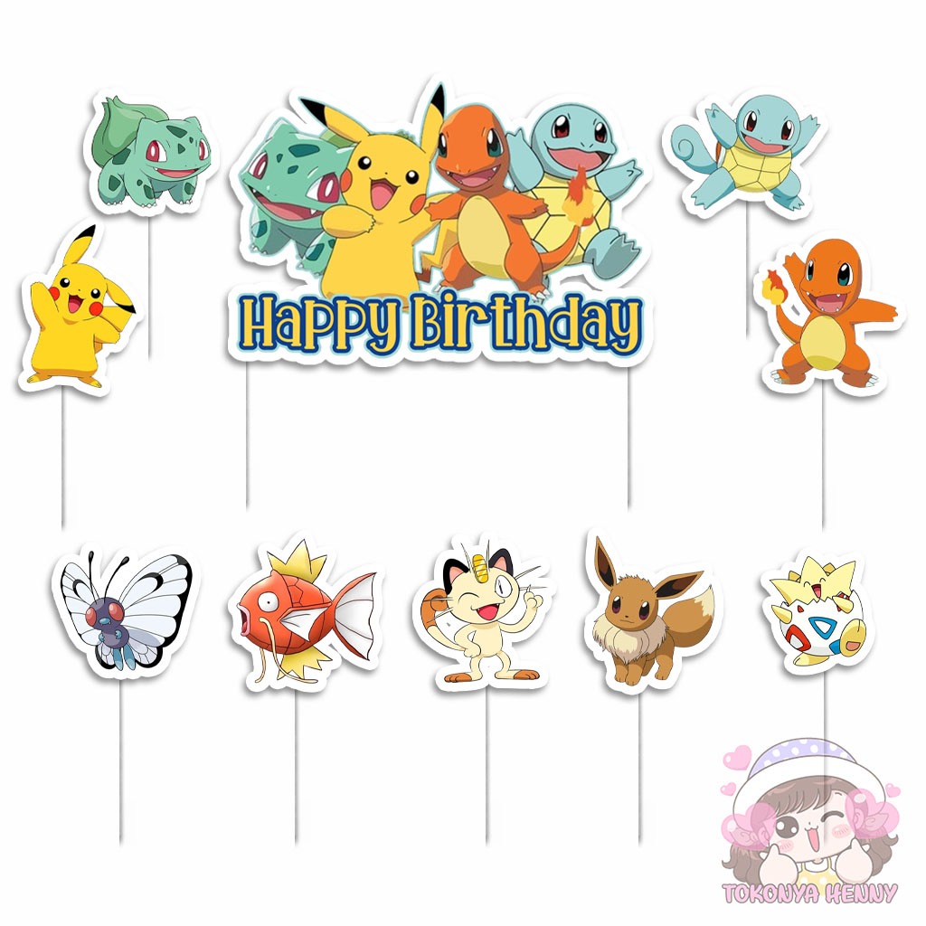 Jual Topper Cake Hiasan Kue Ulang Tahun motif karakter POKEMON | Shopee ...