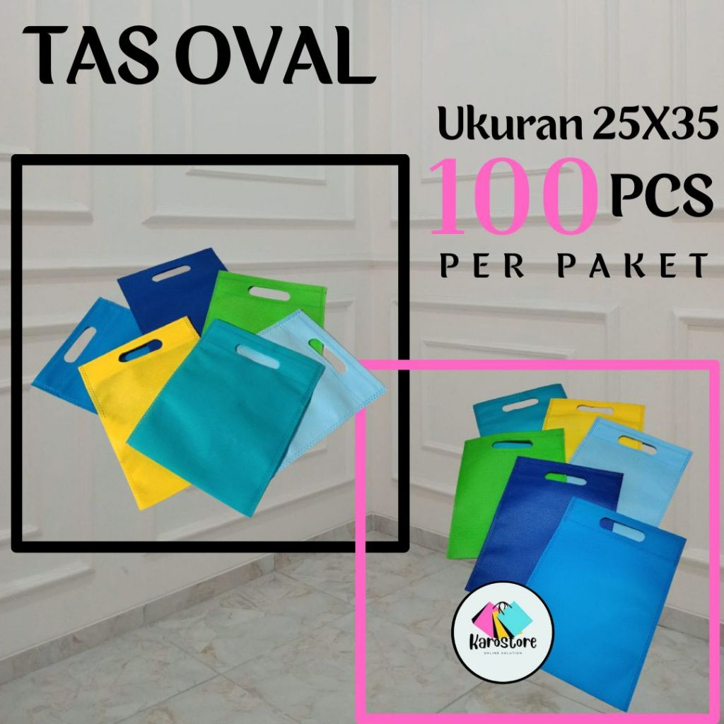 Jual PAKET MURAH Isi 100pcs Tas Kain Spundbond / Goodiebag Tas Model ...