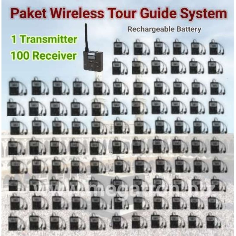 Jual Paket Wireless Tour Guide System 1 Transmitter + 100 Receiver (rechargeable battery ...