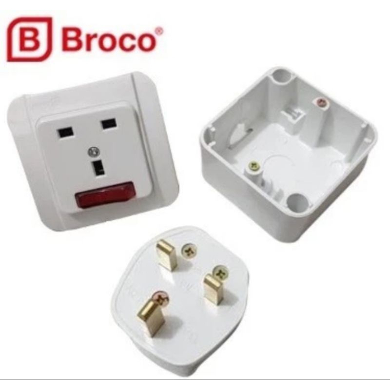 Jual BROCO Stop Kontak AC Galleo Set Komplit / Stopkontak AC Galeo Broco Putih | Shopee Indonesia