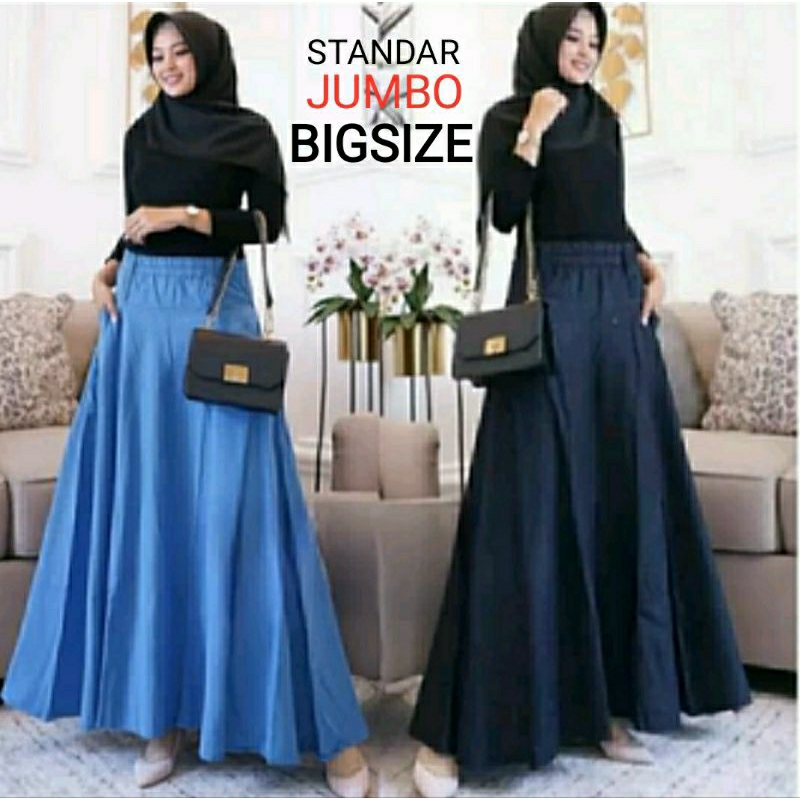 Jual ROK JEANS SUPER JUMBO / ROK SEMIWOL JUMBO / ROK AIRFLOW / ROK PAYUNG | Shopee Indonesia