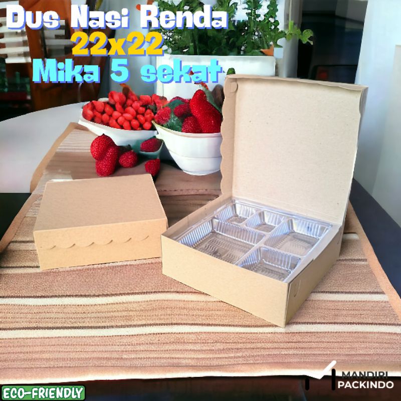Jual Dus kotak nasi renda 22 x 22 + mika box kraft Renda R10B non ...
