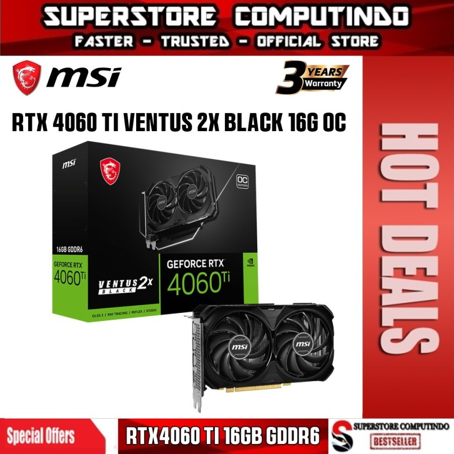Jual VGA MSI GeForce RTX 4060 Ti VENTUS 2X BLACK 16G OC – 4060Ti 16GB GDDR6 | Shopee Indonesia