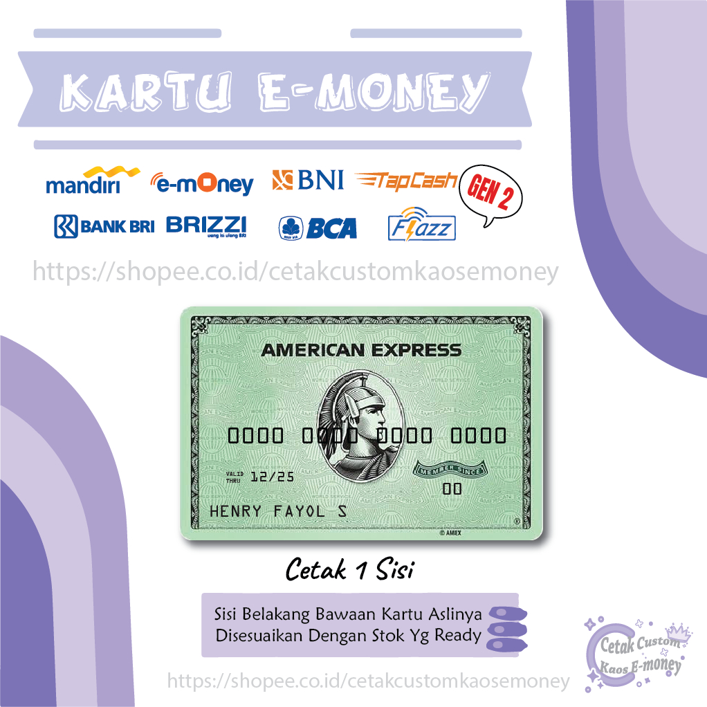 Jual KARTU EMONEY ETOLL KARTU AMERICAN EXPRESS GREEN GOLD CARD EMONEY ...