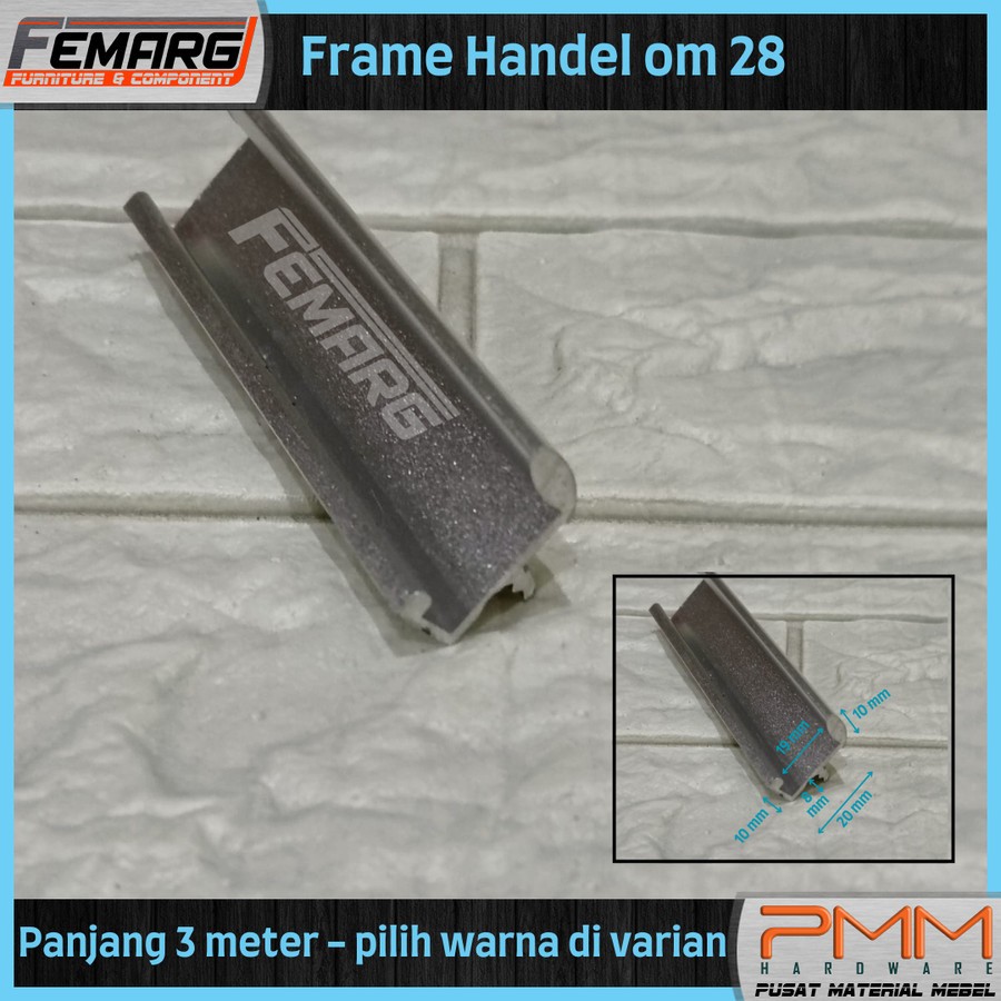 Jual frame handle OM 28 FEMARG | profil alumunium pintu laci lemari ...