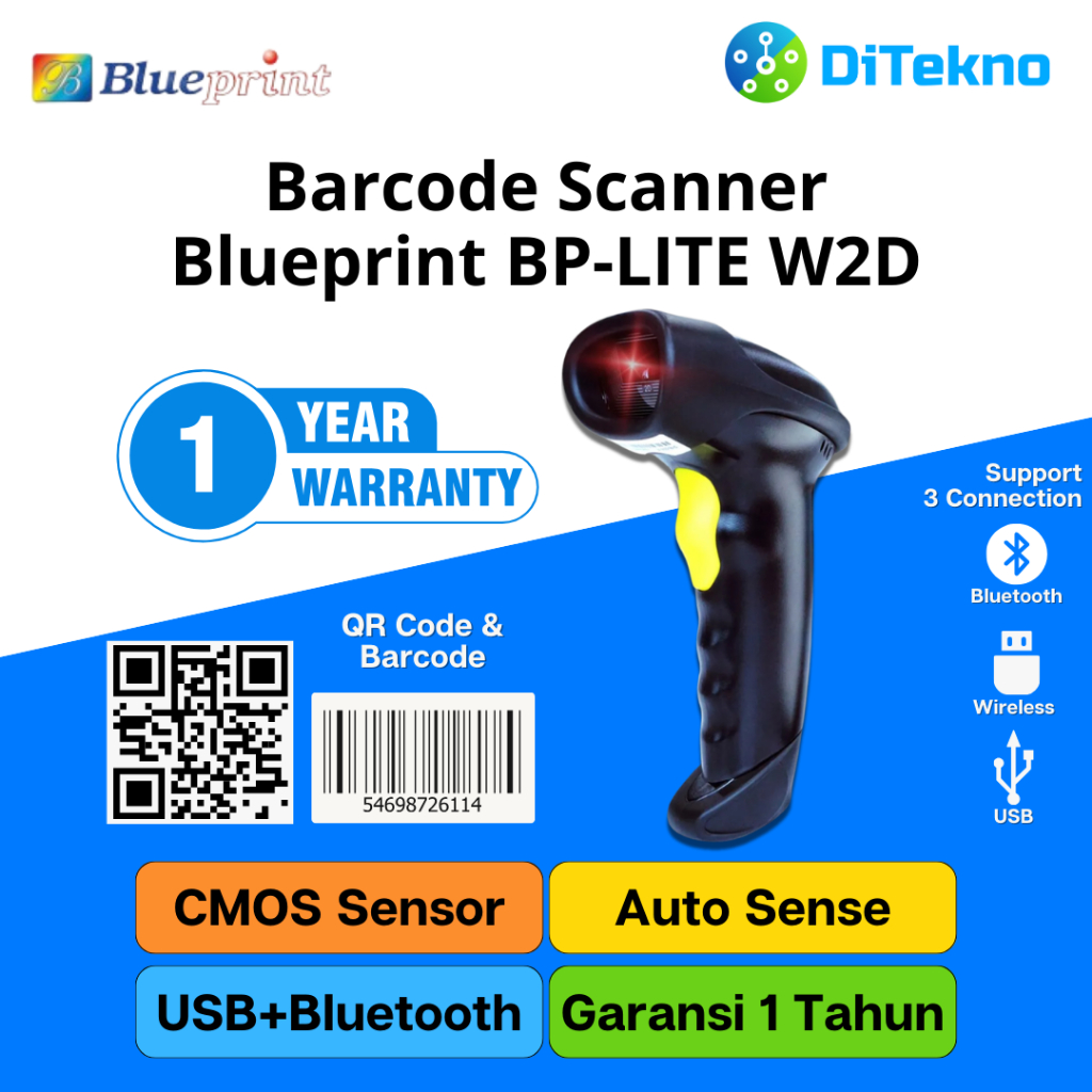 Jual Blueprint Scanner W2D USB Bluetooth Barcode QR Core | Shopee Indonesia