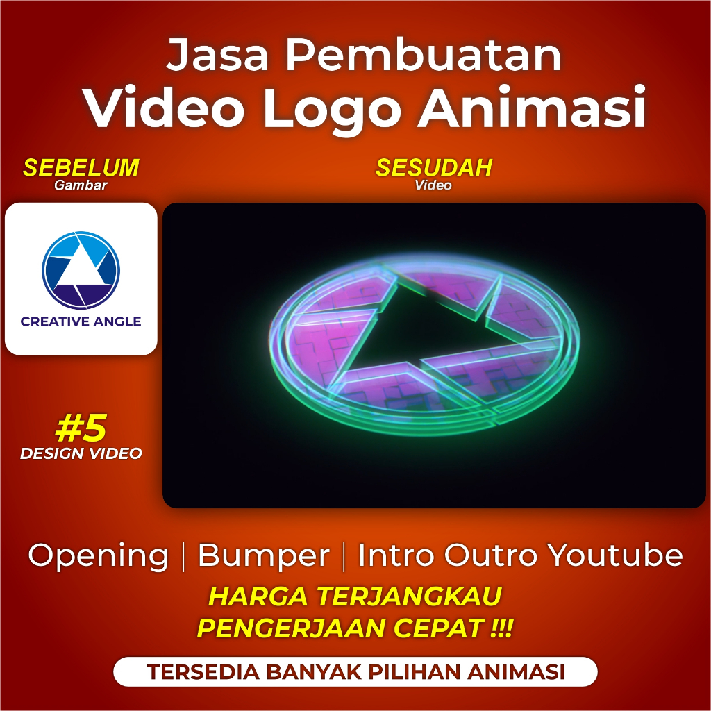 Jual Jasa Pembuatan Video Animasi Logo Opening Intro Outro Logo untuk Youtube Instagram Tiktok ...