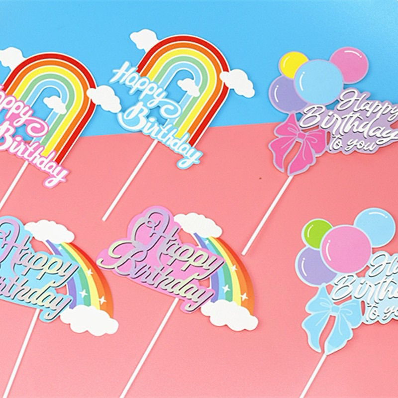 Jual topper HBD kertas toper ulang tahun hiasan cake | Shopee Indonesia