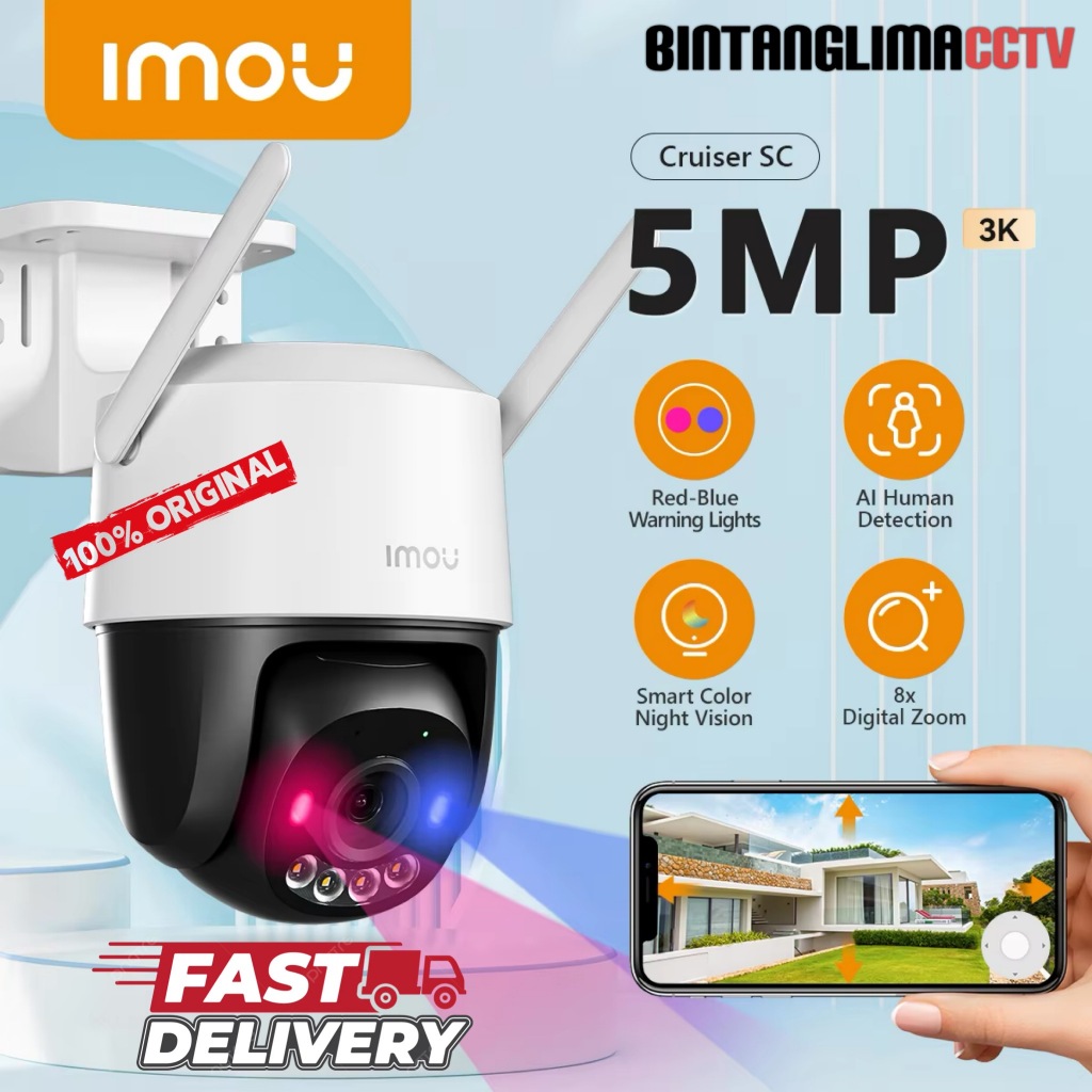 Jual IMOU Cruiser SC 5MP WiFi Camera Red-Blue Warning Lights Outdoor ...
