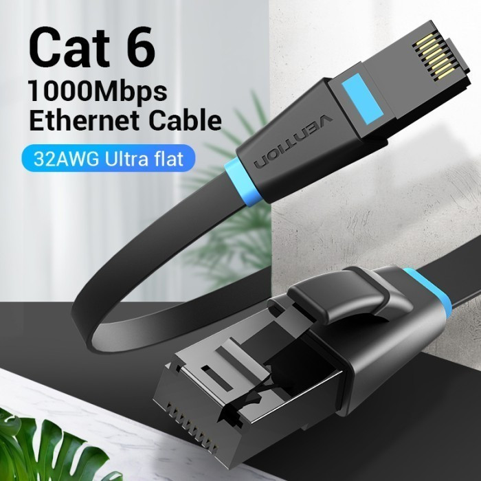 Jual Kabel Lan Cat6 Vention 10 Meter Cat 6 UTP Flat Ethernet IBJ ...