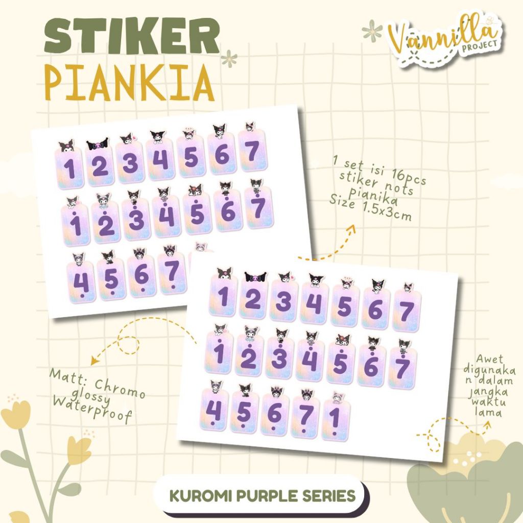 Jual Stiker Pianika KUROMI sticker pianika not piano tuts pianika not ...