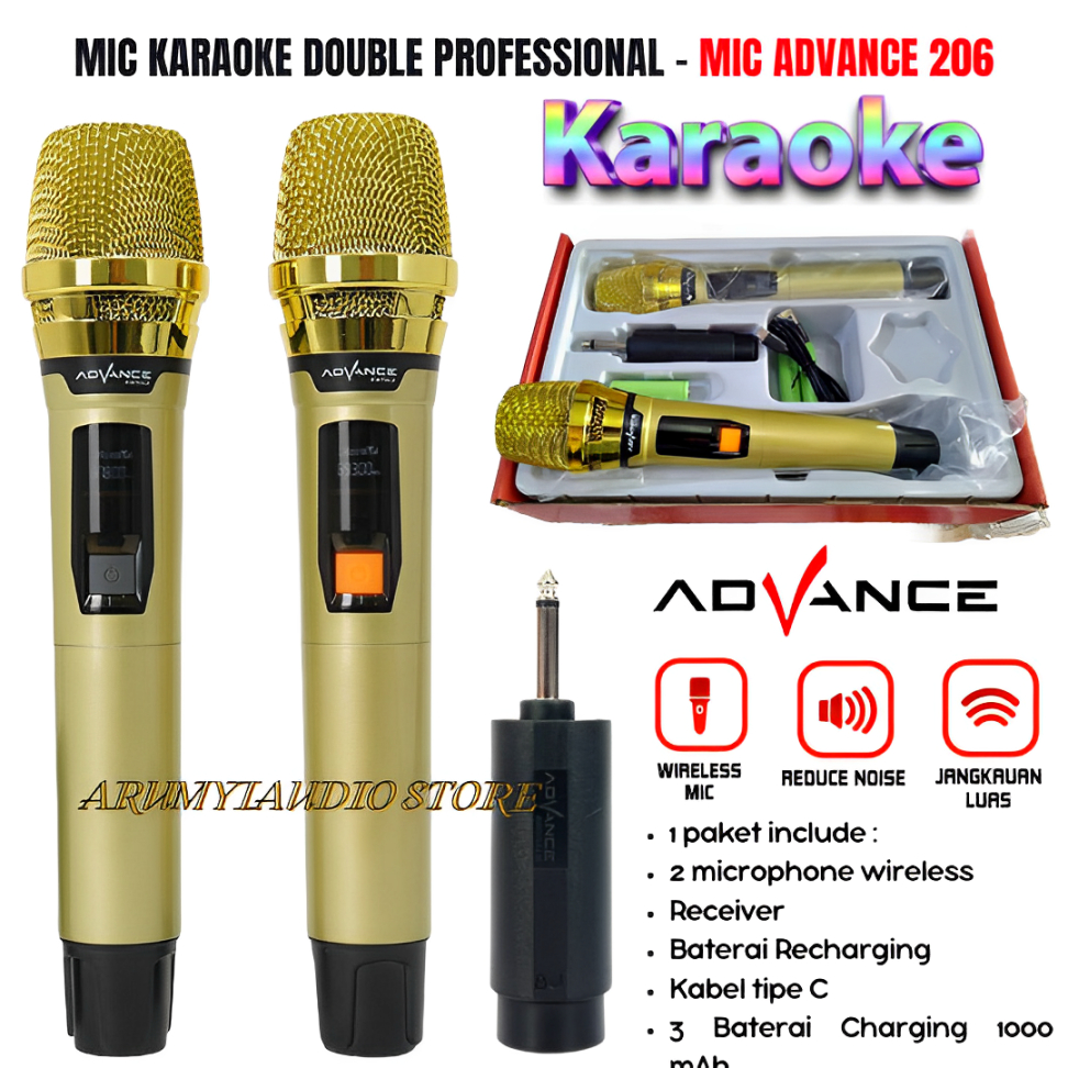 Jual Advance Microphone Double Wireless Mic-206 | Advance Mic Wireless ...