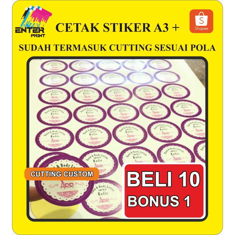 Jual cetak stiker label makanan minuman kue A3+ design bebas free ...