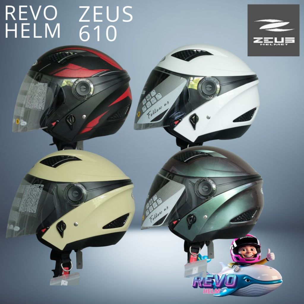 Jual HELM ZEUS 610 HALF FACE ZS610 SOLID - WARNA LENGKAP HELM ZEUS HALF ...