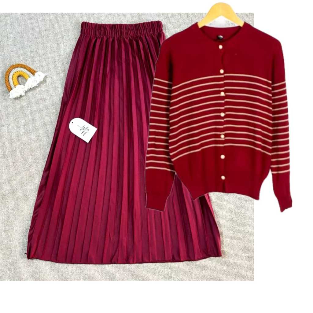 Jual NAURA GARDIGAN SET baju setelan rajut wanita rok blouse atasan dan ...