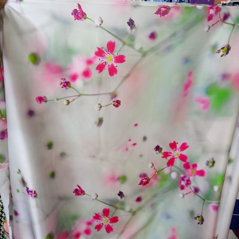 Jual Kain - Kain Satin Baby Silk Motif Bunga - Kain Satin Silk - Kain ...