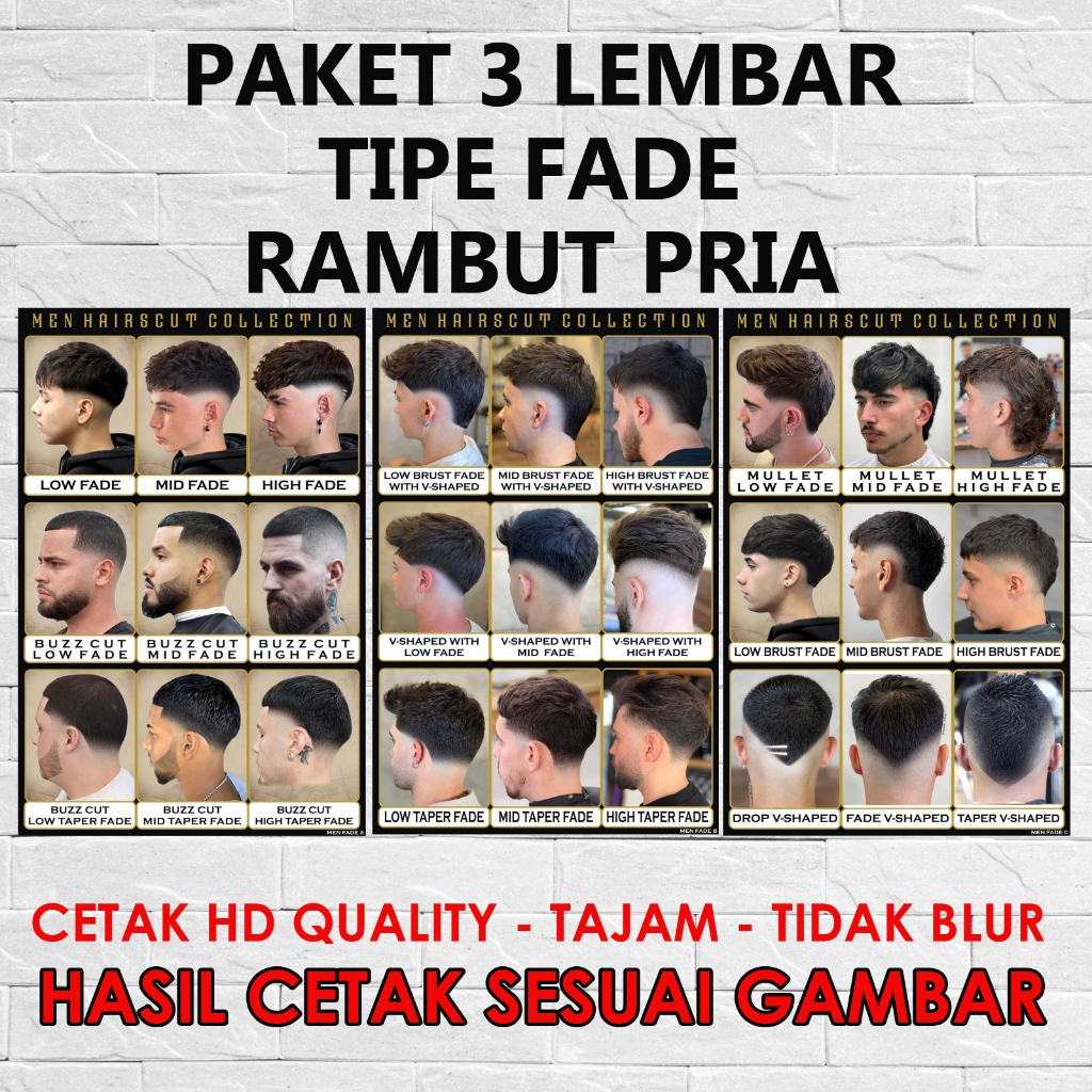 Jual POSTER MODEL RAMBUT PRIA TERBARU_FADE STYLE | Shopee Indonesia