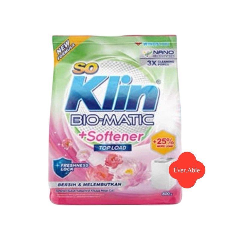 Jual SO KLIN BIO MATIC TOP LOAD + SOFTENER 800 GR | Shopee Indonesia