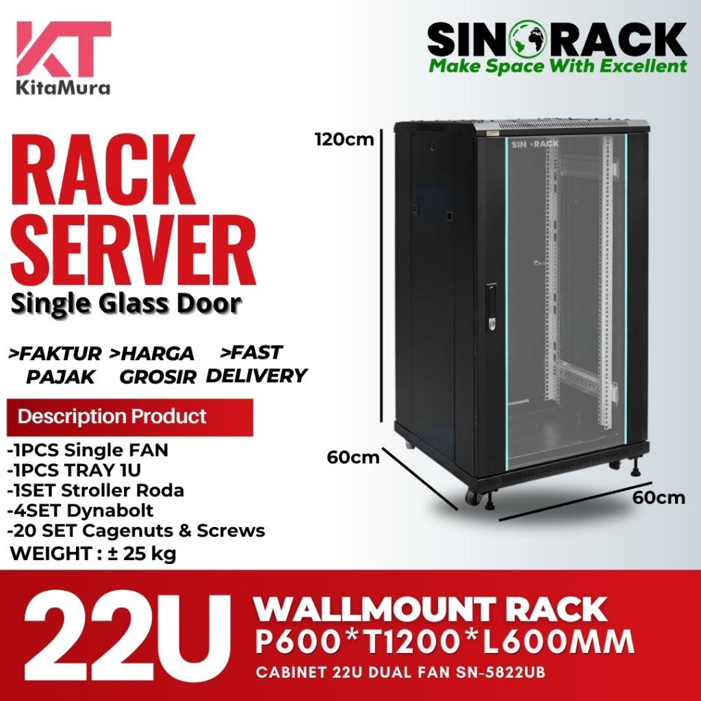 Jual Wallmount Rack Server 22U, Rack Server Double Door 22U | Shopee ...