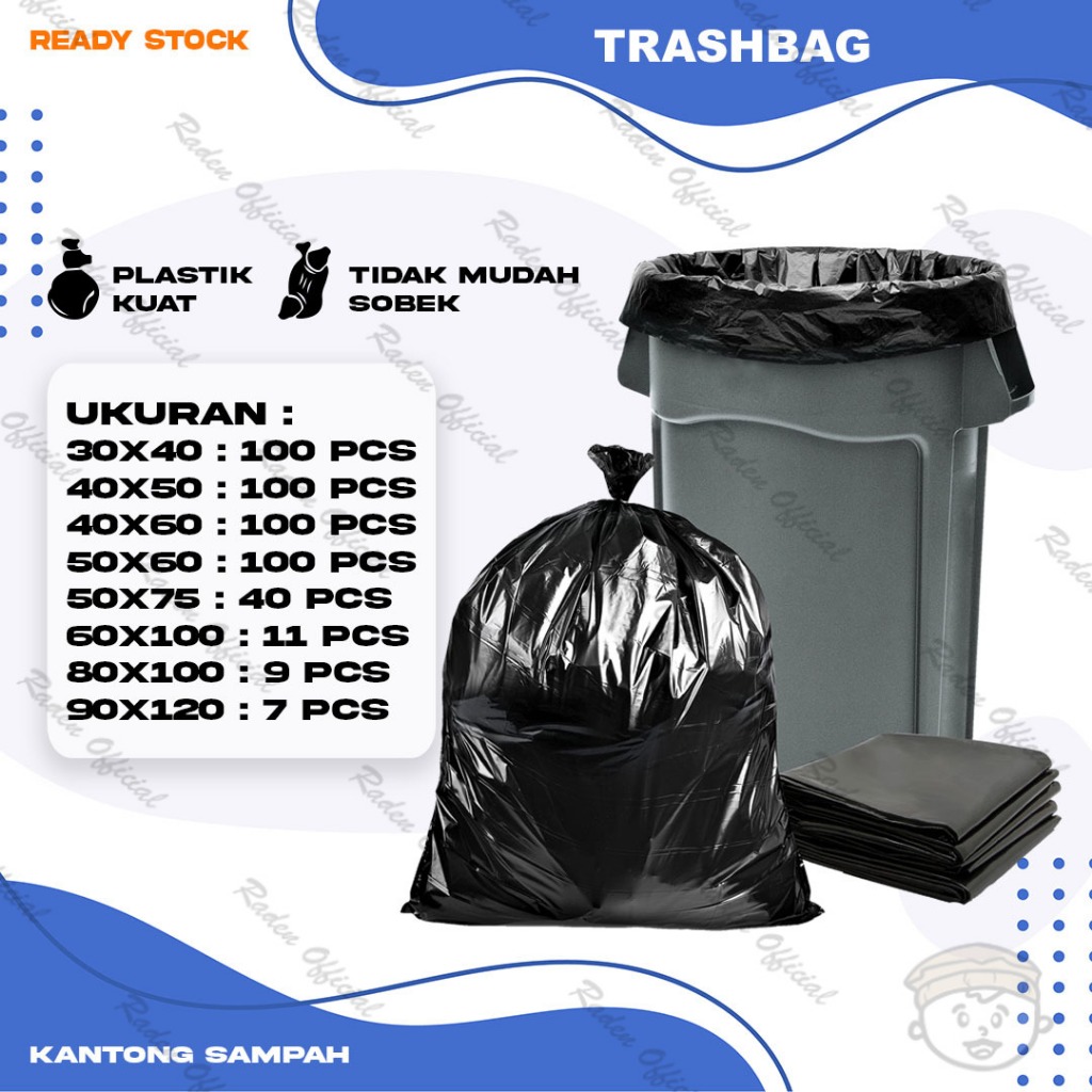 Jual Kantong Plastik Sampah Besar TRASH BAG Hitam Ukuran 30X40 40X60 ...
