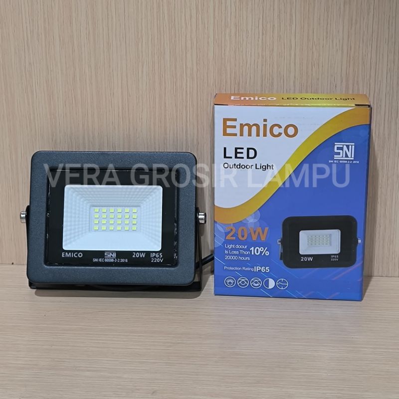Jual EMICO Lampu sorot LED Floodlight 20W IP65 cahaya putih 6500K ...