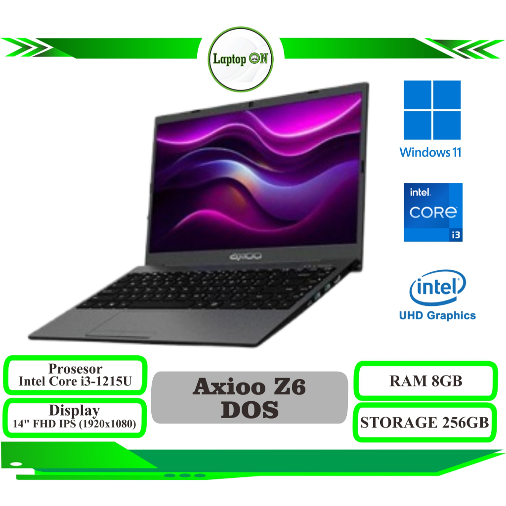 Jual AXIOO Mybook Z6 Intel Core i3 1215U RAM 8GB SSD 256GB W11 DOS Black | Shopee Indonesia