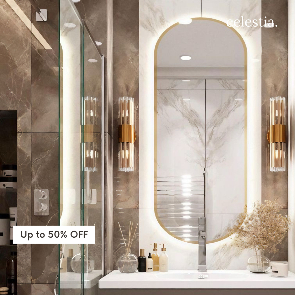 Jual Cermin LED Kapsul Cermin Makeup Cermin Dekorasi Cermin Frame GOLD ...