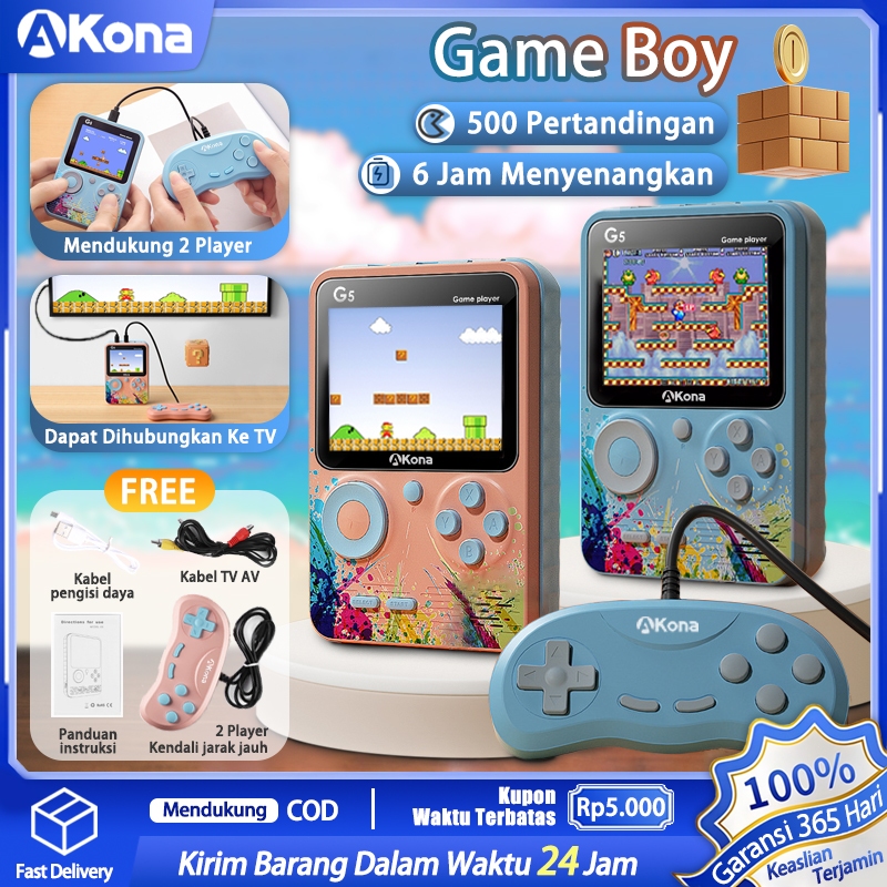 Jual Akona Gameboy Retro 500 in 1 Konsol Game Console Mendukung 2 ...