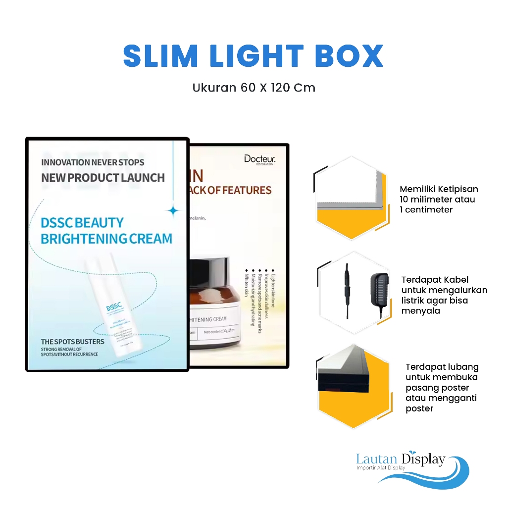 Jual Paket Slim Light Box 60x120 cm LED LightBox Cafe Menu Board ...