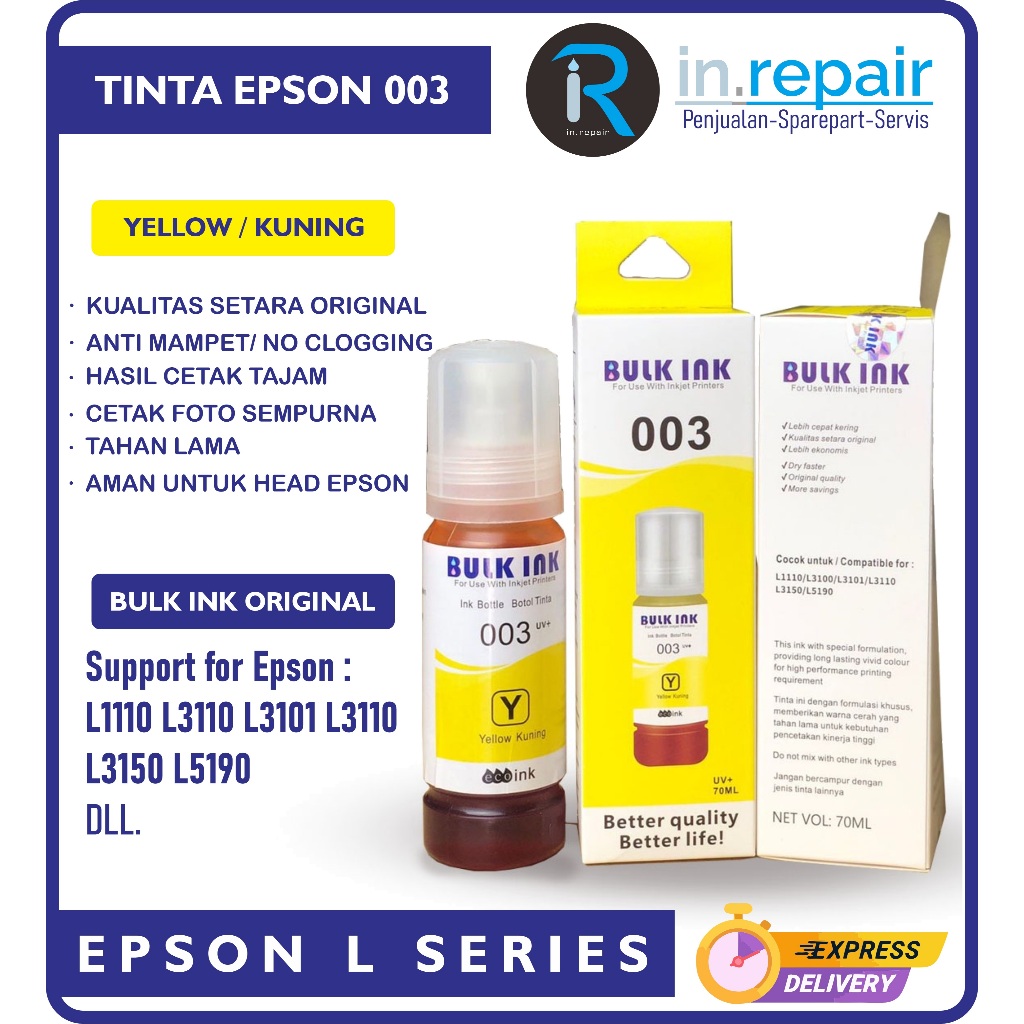Jual Tinta Kuning / Yellow Epson 003 for L3110 L3150 L5190 L1110 L3101 ...