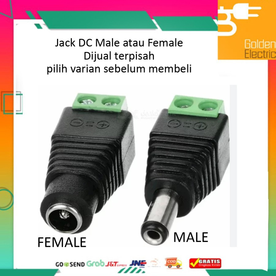 Jual Jack DC Male Female Cowo Cewe Cowok Cewek CCTV Connector Konektor Power Supply Adaptor ...