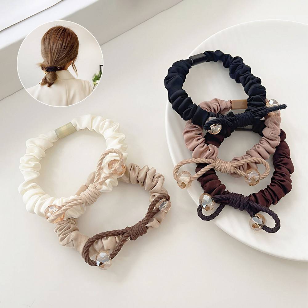 Jual Ikat Rambut Scrunchie Kecil Ponytail Aksen Permata / Karet Rambut ...