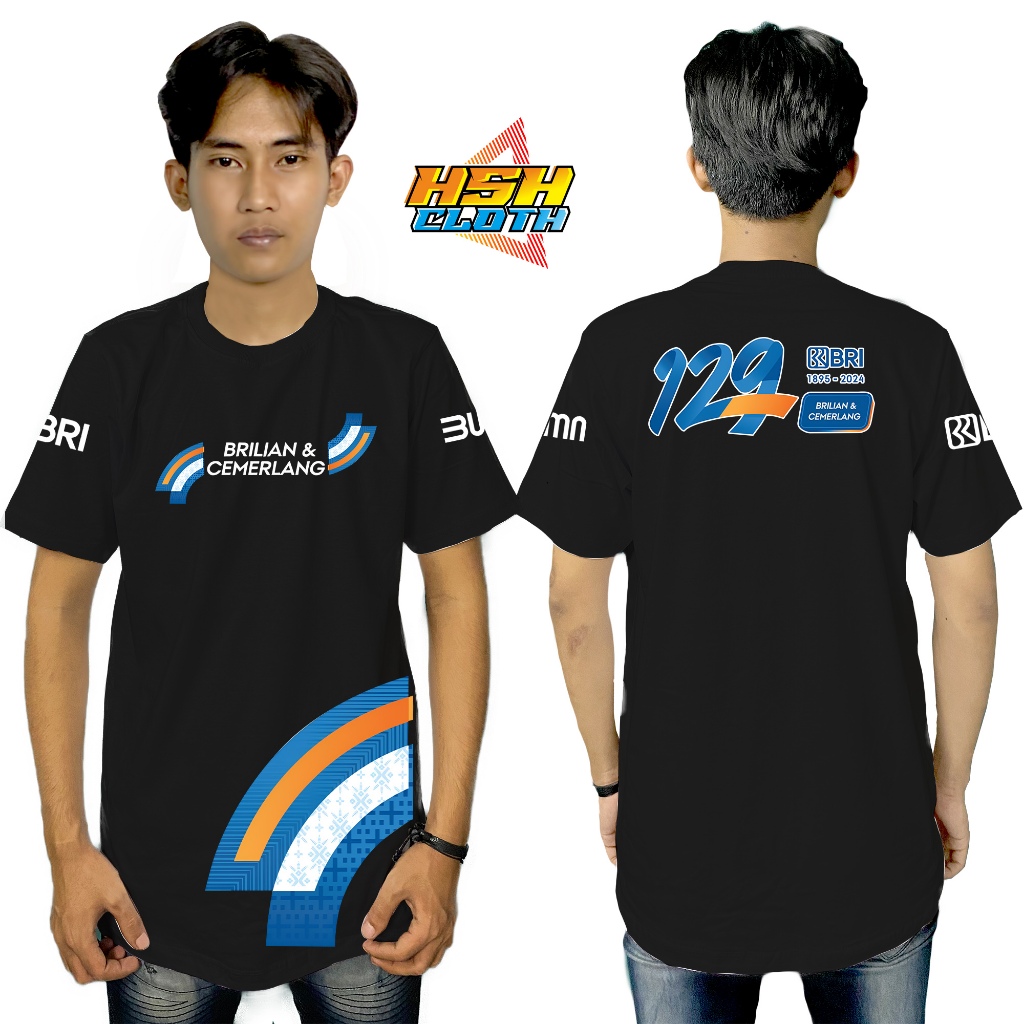 Jual Baju Kaos Distro HUT BRI 129 Tahun V3 Bank BRI BRILIAN & CEMERLANG ...