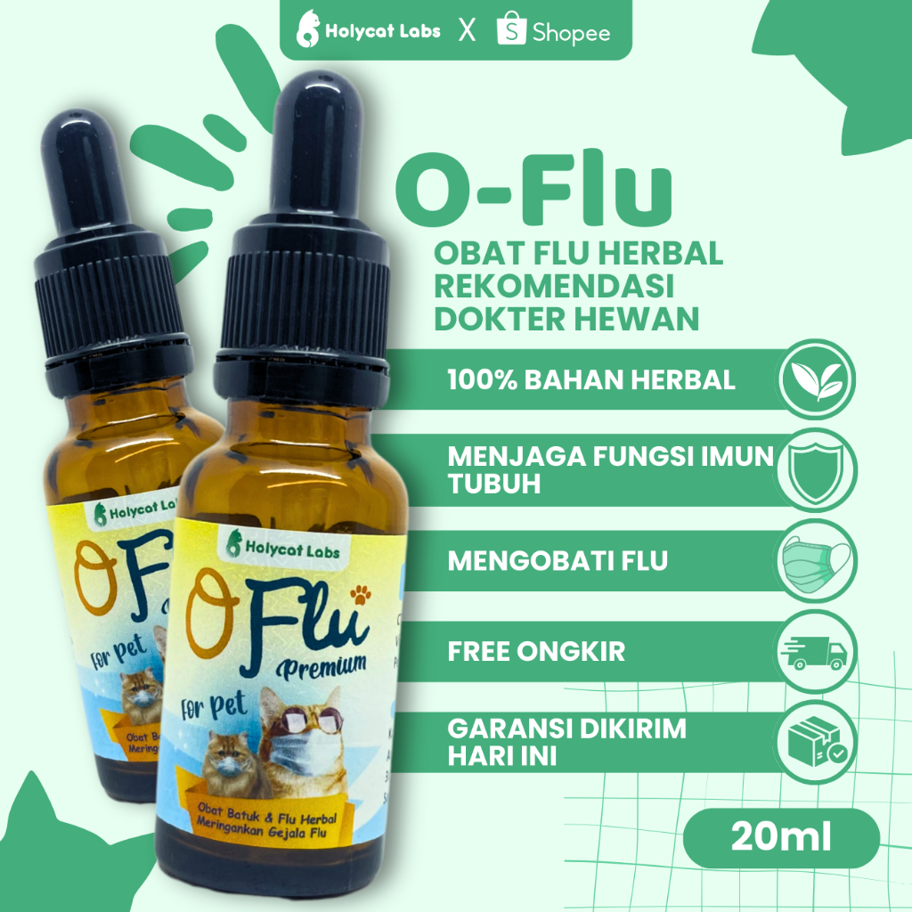Jual Holycatlabs OFlu Obat Batuk Herbal Obat Flu Tetes untuk Kucing dan ...