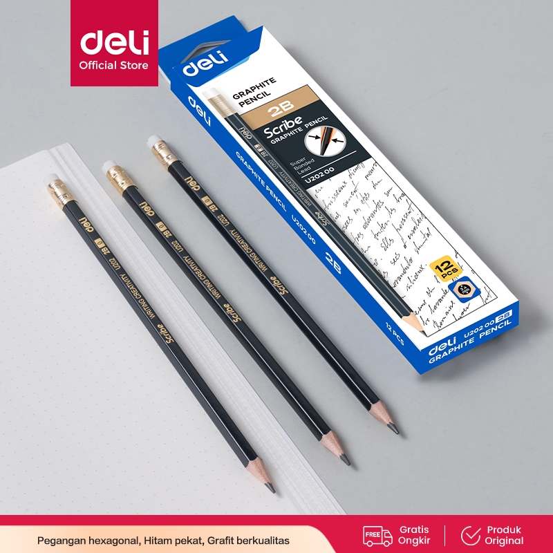 Jual Deli Graphite Pensil hitam pekat dengan penghapus bebas PVC tidak ...