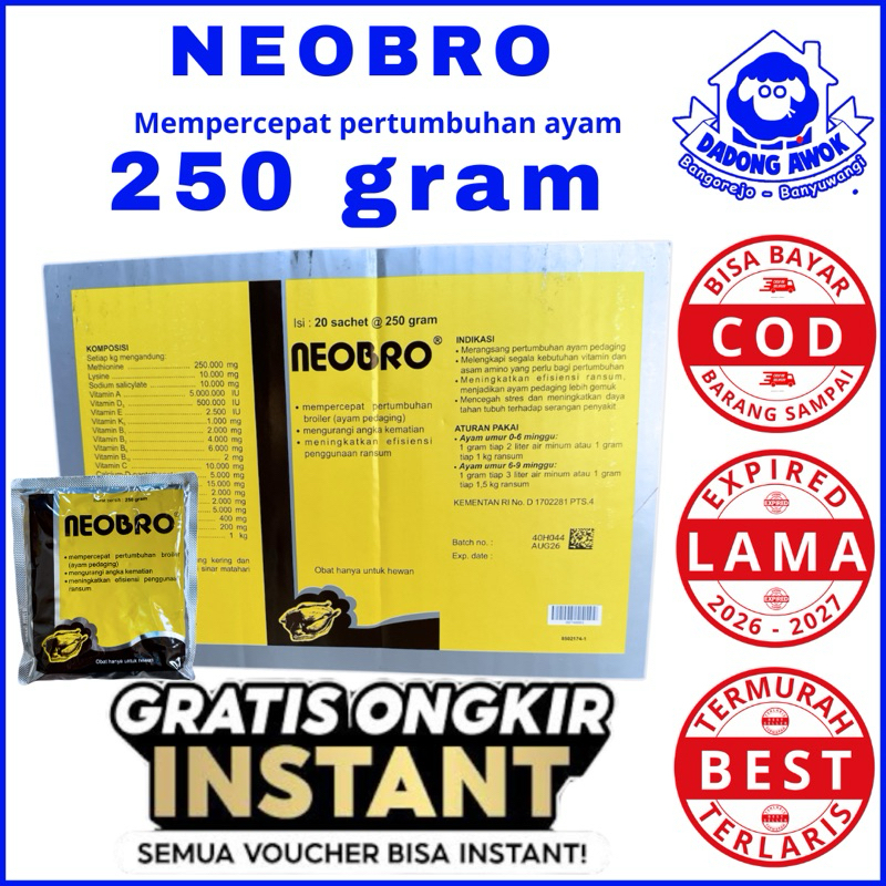 Jual NEOBRO 250 Gram MEDION Vitamin Penambah Berat Penggemuk Ayam ...
