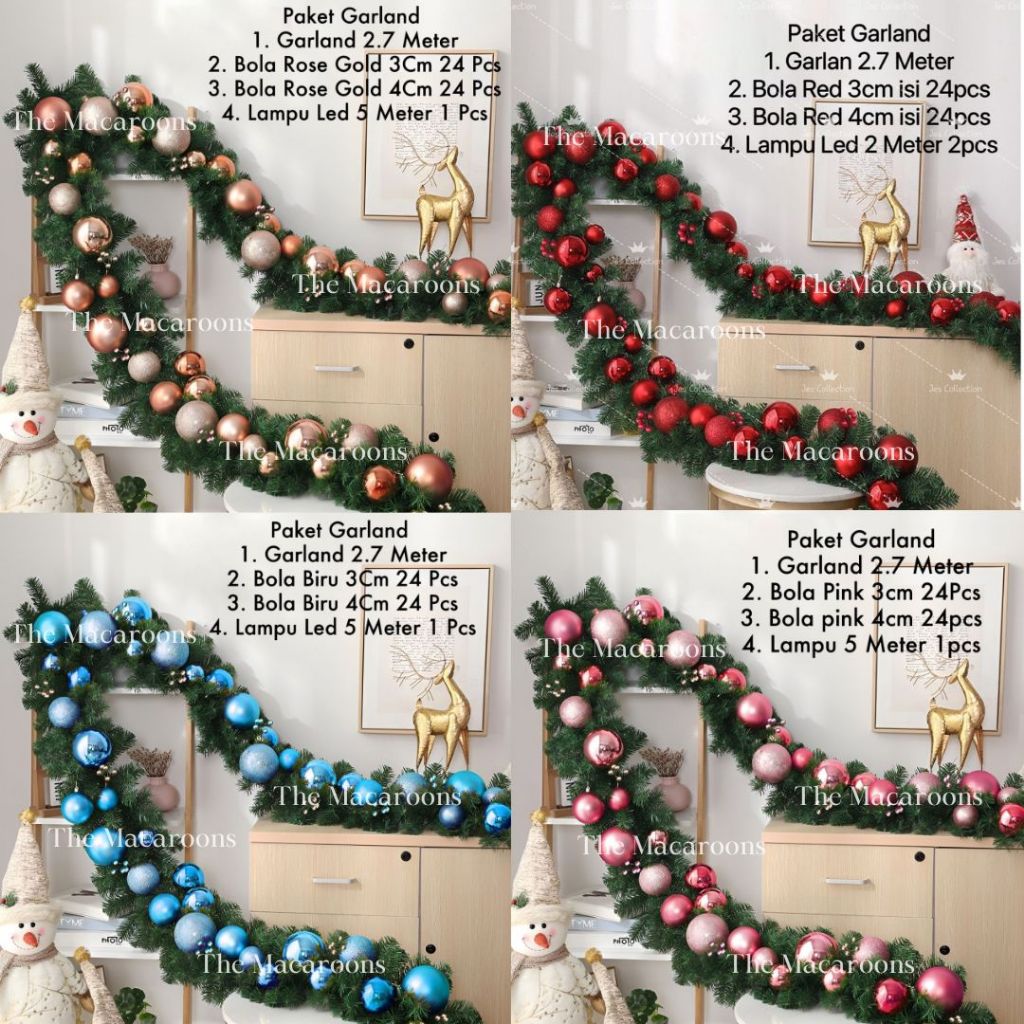 Jual 2.7 Meter Garland Tebal + Aksesoris Daun Kawat Lilit Hiasan ...