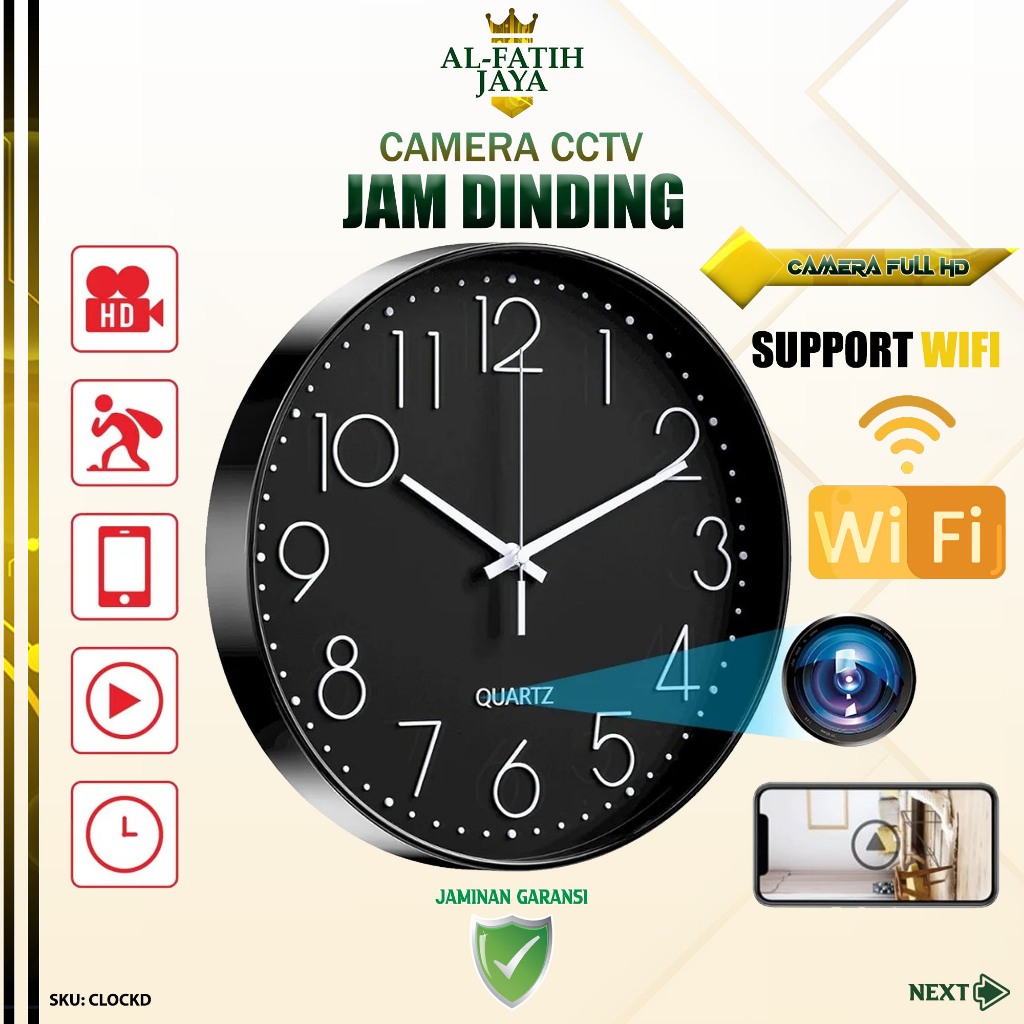 Jual IP Camera CCTV Wifi Wireless Jam Dinding Wall Clock Kamera Full HD ...