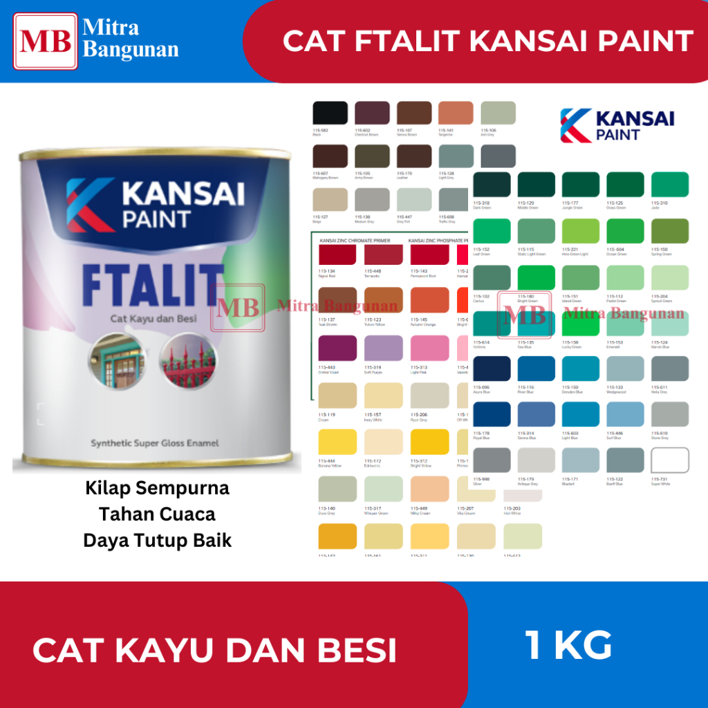 Jual FTALIT KANSAI PAINT CAT KAYU DAN BESI KILAP 1KG | Shopee Indonesia