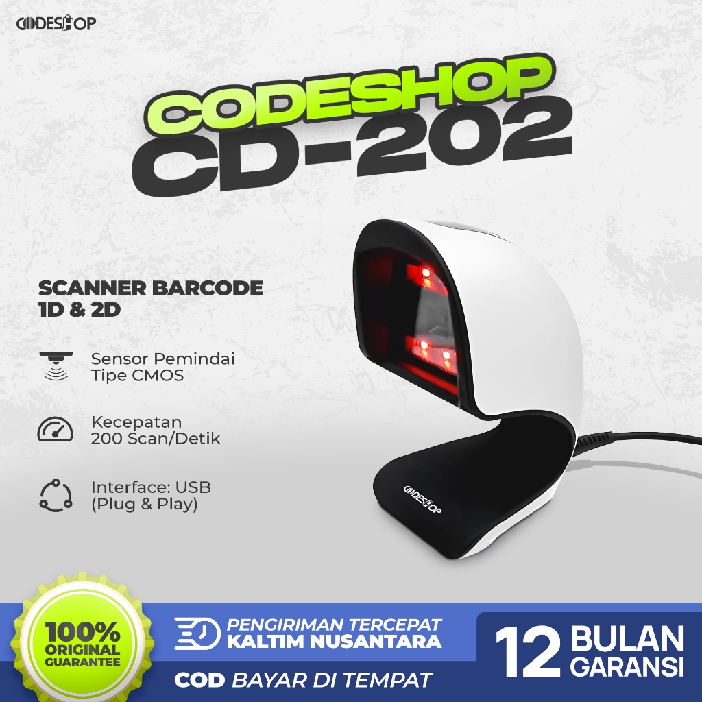 Jual Scanner Barcode Codeshop CD-202 1D 2D Imager USB Auto Sense Scan ...