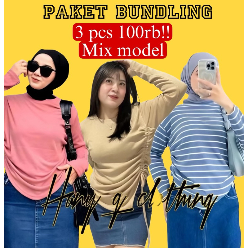 Jual (3 Pcs 100 rb) BELI PAKET LEBIH HEMAT ATASAN WANITA SERUT LENGAN PANJANG | Shopee Indonesia
