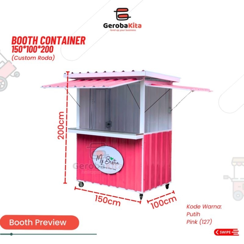 Jual booth kontainer ukuran 150x100x200 custom lantai,roda | Shopee ...