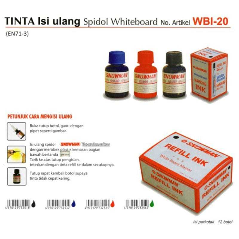 Jual TINTA SPIDOL WHITEBOARD SNWOMAN / SNOWMAN WHITE BOARD MARKING INK ...