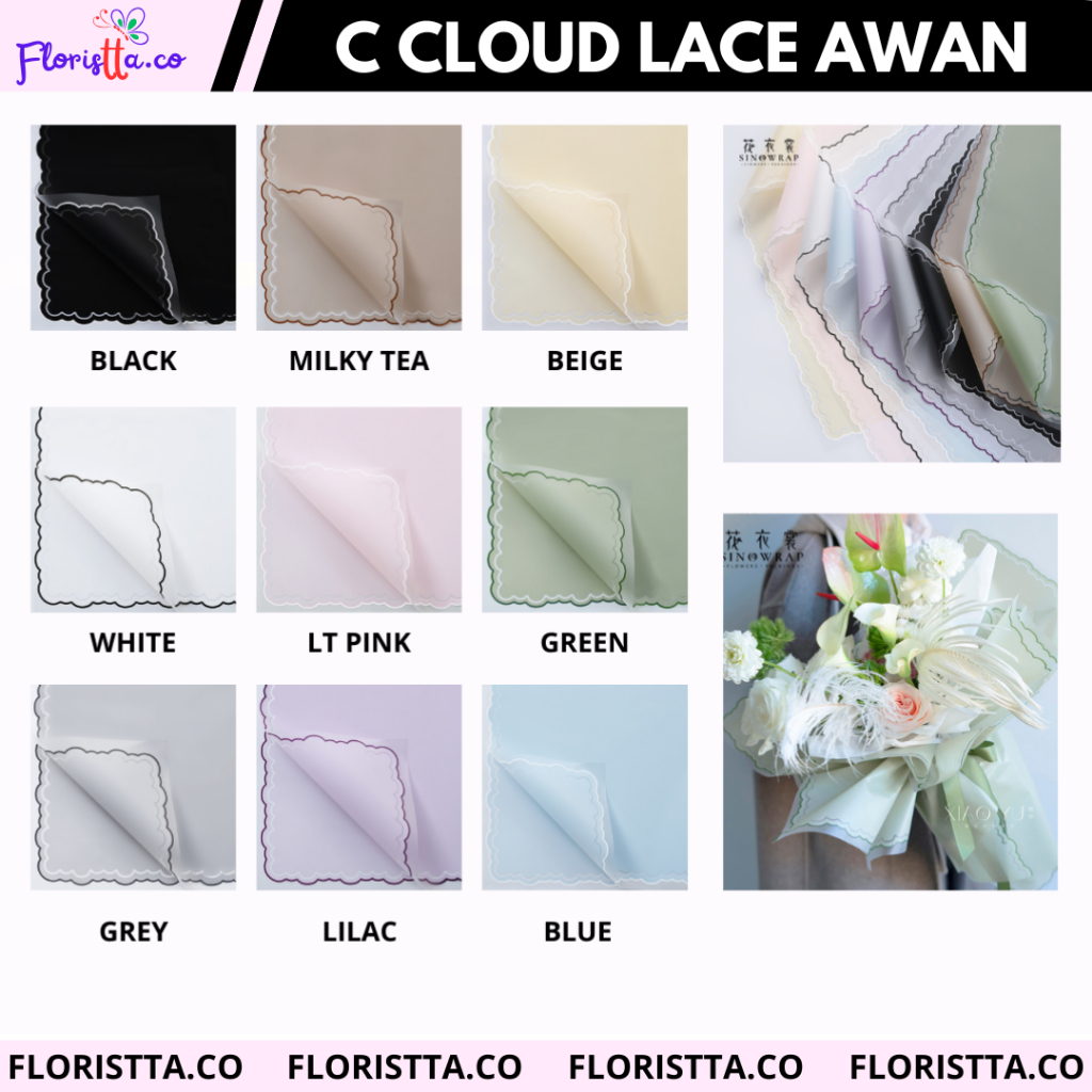 Jual (Pack) Kertas Cellophane Motif Awan isi 20 lembar/kertas buket ...