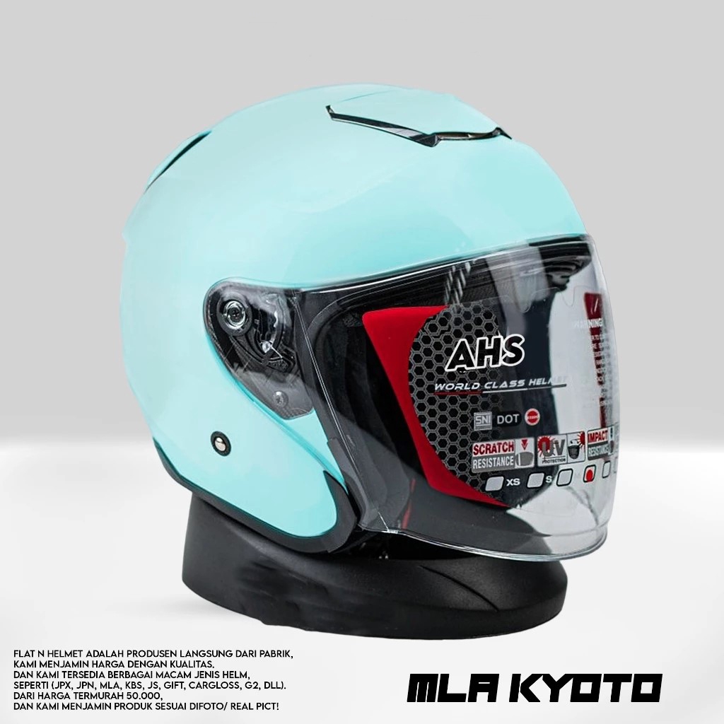 Jual Helm Half Face Mla Kiyoto Solid Aqua Blue Toska Helm Pria Wanita ...