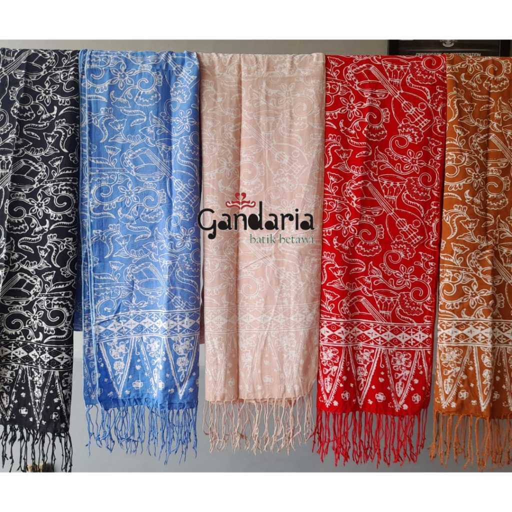Jual Gandaria Batik Betawi Selendang Batik Cap Asli - Motif Alat Musik ...