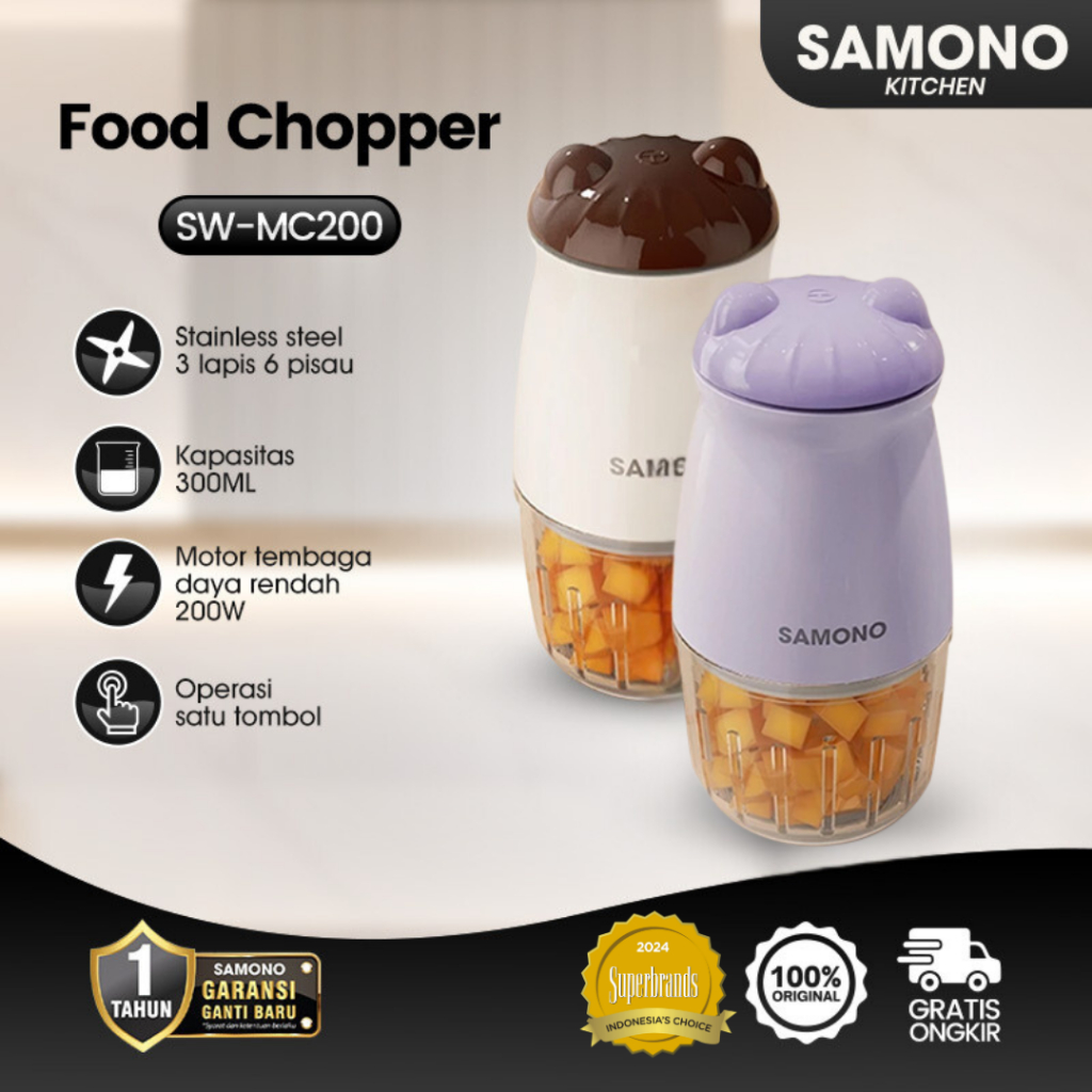 Jual SAMONO Mini Chopper Penggiling Daging Buah Penghalus MPASI SW ...